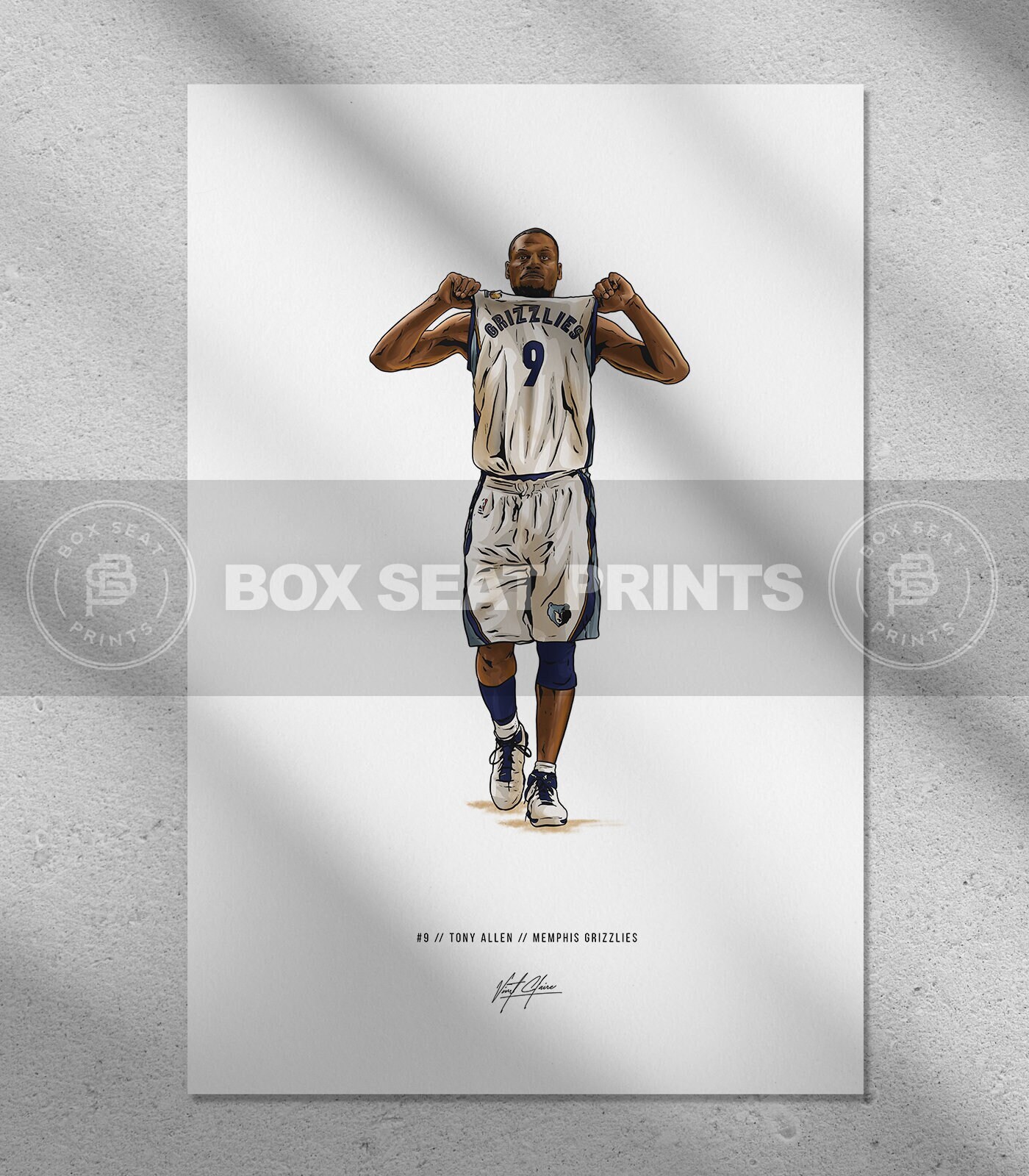 Tony Allen Memphis Grizzlies Basketball Art Illustrated Print Poster ...