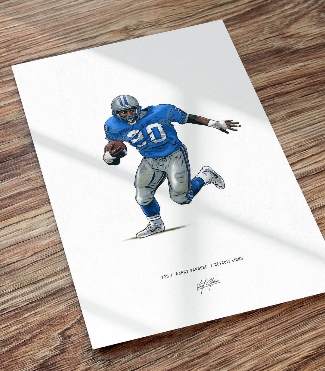 Barry Sanders Detroit Lions Football Illustrated Poster, Barry Sanders ...