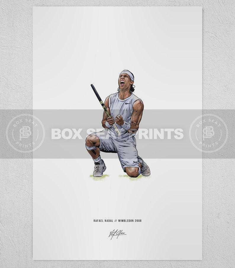 Rafael Nadal Tennis Art Drawing Print Poster, Rafael Nadal Wimbledon ...