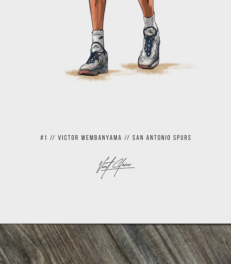 Victor Wembanyama Poster San Antonio Spurs Basketball Art Drawing Print ...