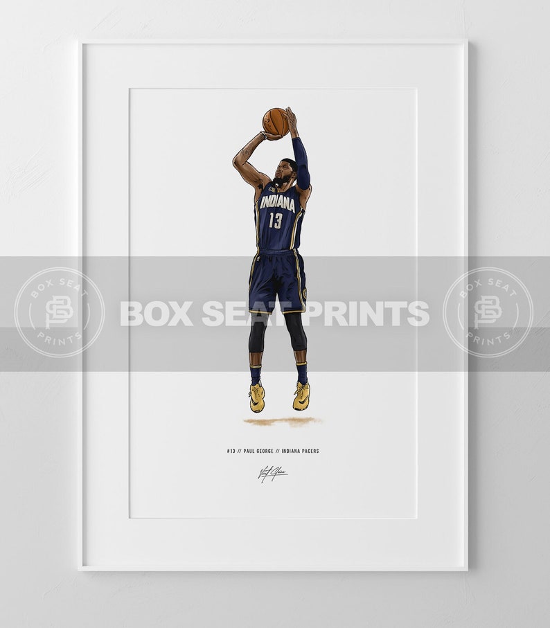 Paul George Indiana Pacers Basketball Art Drawing Print Poster, Paul ...