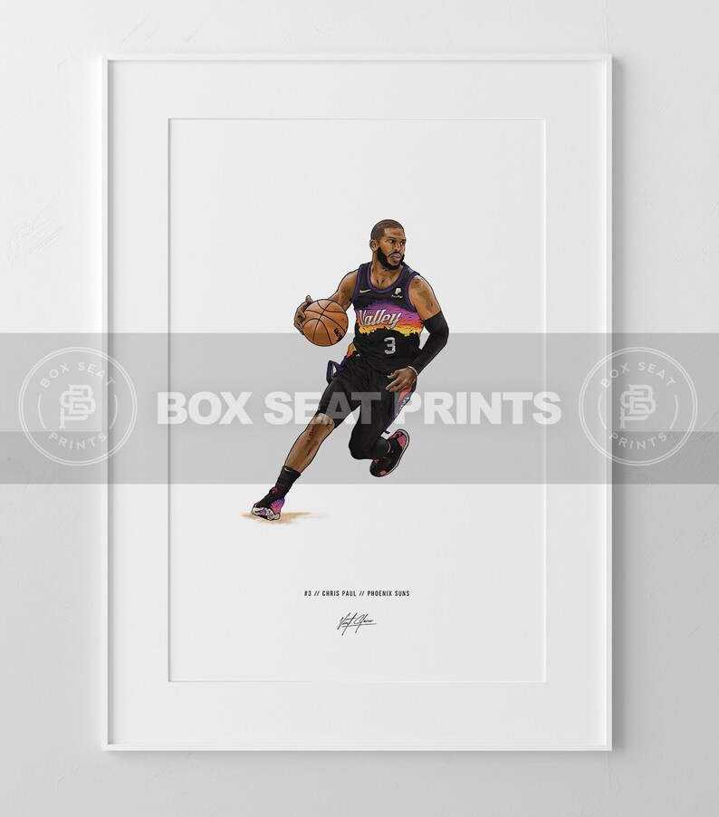 Chris Paul Phoenix Suns Basketball Art Illustrated Print Poster, Chris ...