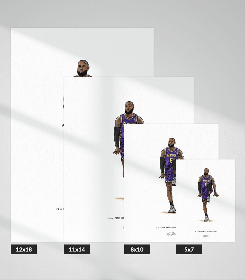 Lebron James Los Angeles Lakers Art Illustrated Print Poster, Lebron ...