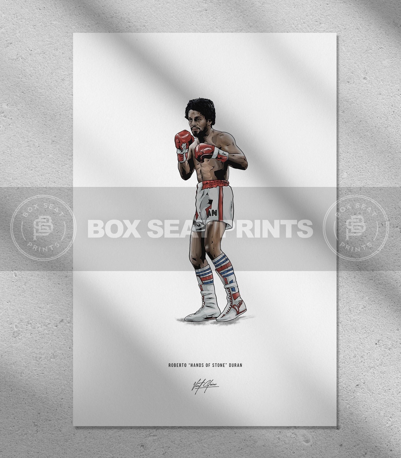 Roberto Duran Boxing Art Illustrated Print Poster, Roberto Hands of ...