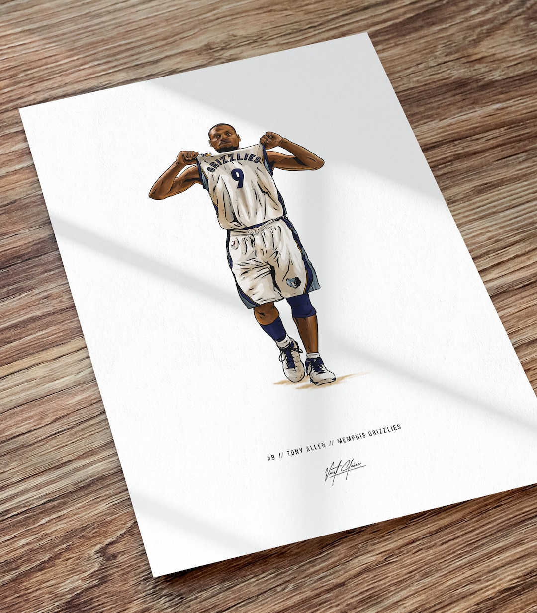 Tony Allen Memphis Grizzlies Basketball Art Illustrated Print Poster ...