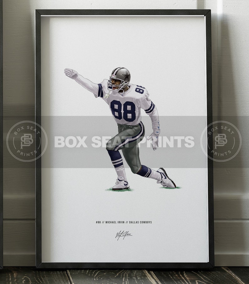 Michael Irvin Dallas Cowboys Football Illustrated Art Poster Print ...