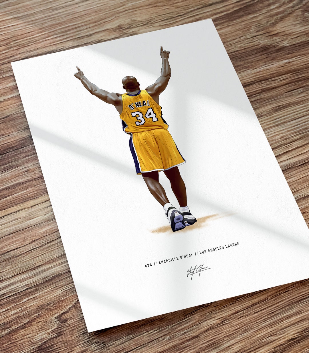Shaquille O'neal Los Angeles Lakers Basketball Art Illustrated Print ...