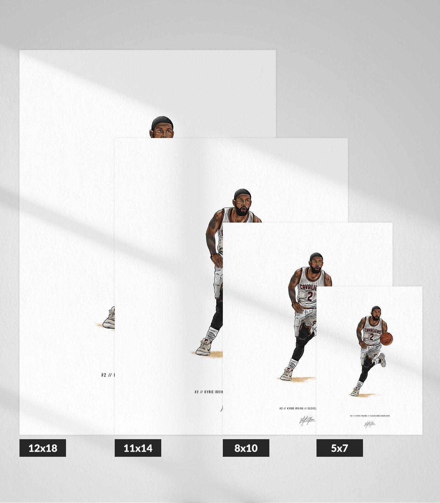 Kyrie Irving Cleveland Cavaliers Basketball Art Illustrated Print ...