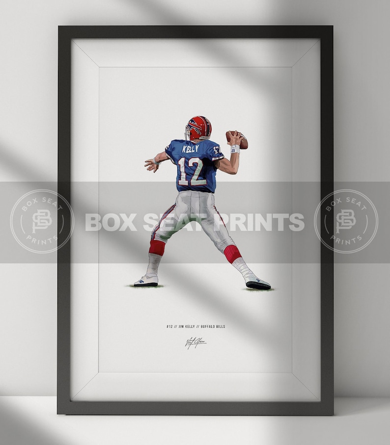 Jim Kelly Buffalo Bills Football Art Illustrated Poster, Jim Kelly ...