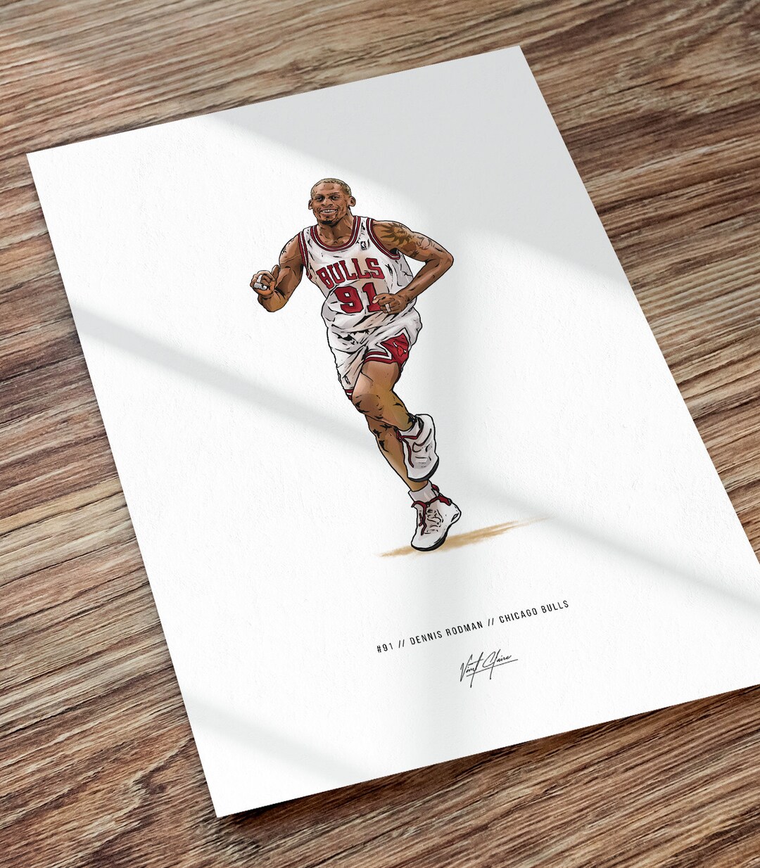 Dennis Rodman Chicago Bulls Basketball Art Illustrated Print Poster ...