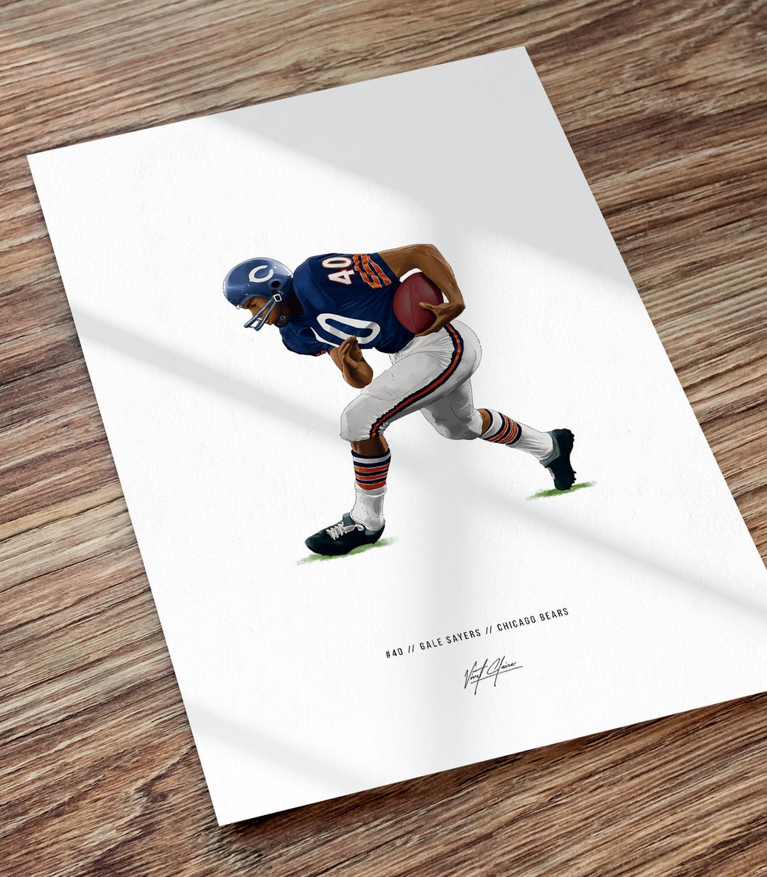 Gale Sayers Chicago Bears Football Illustrated Art Poster Print, Gale ...