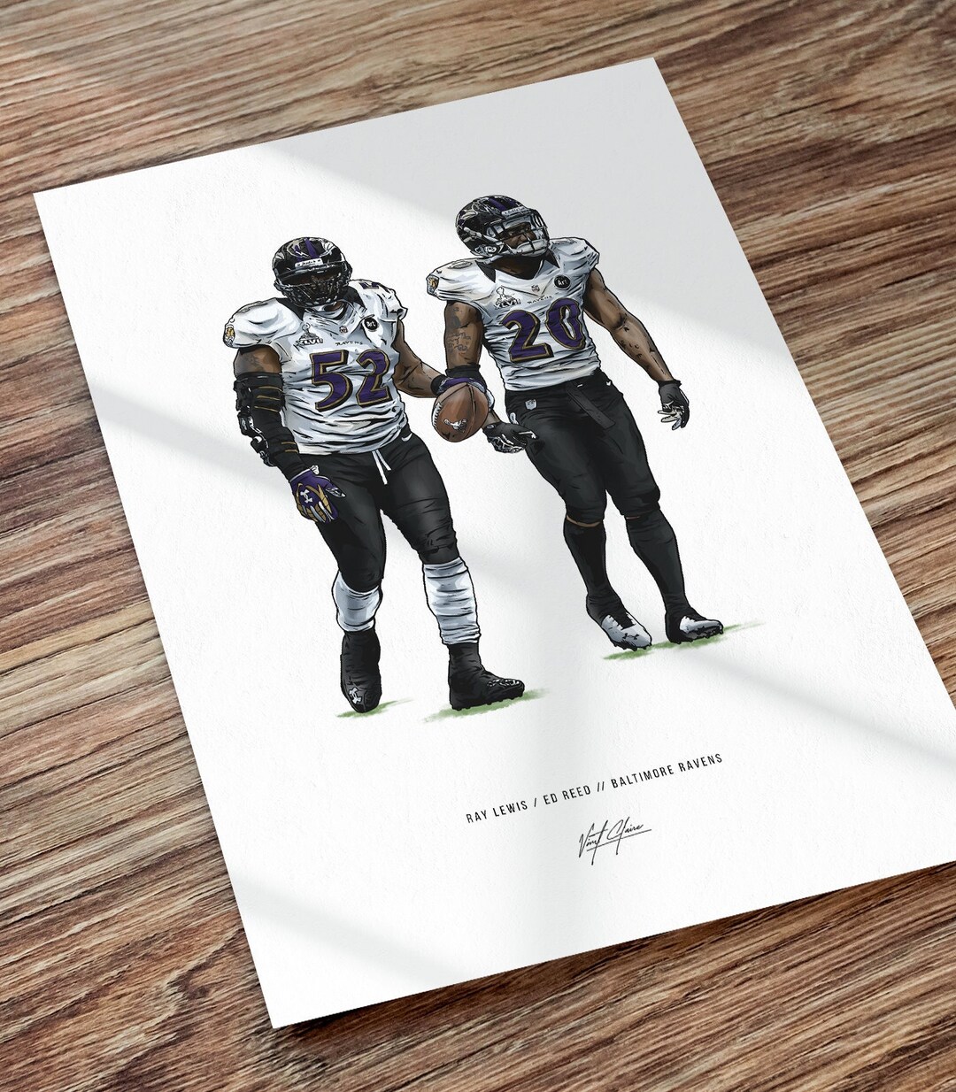 Ray Lewis Ed Reed Baltimore Ravens Art Illustrated Poster, Ray Lewis Ed ...