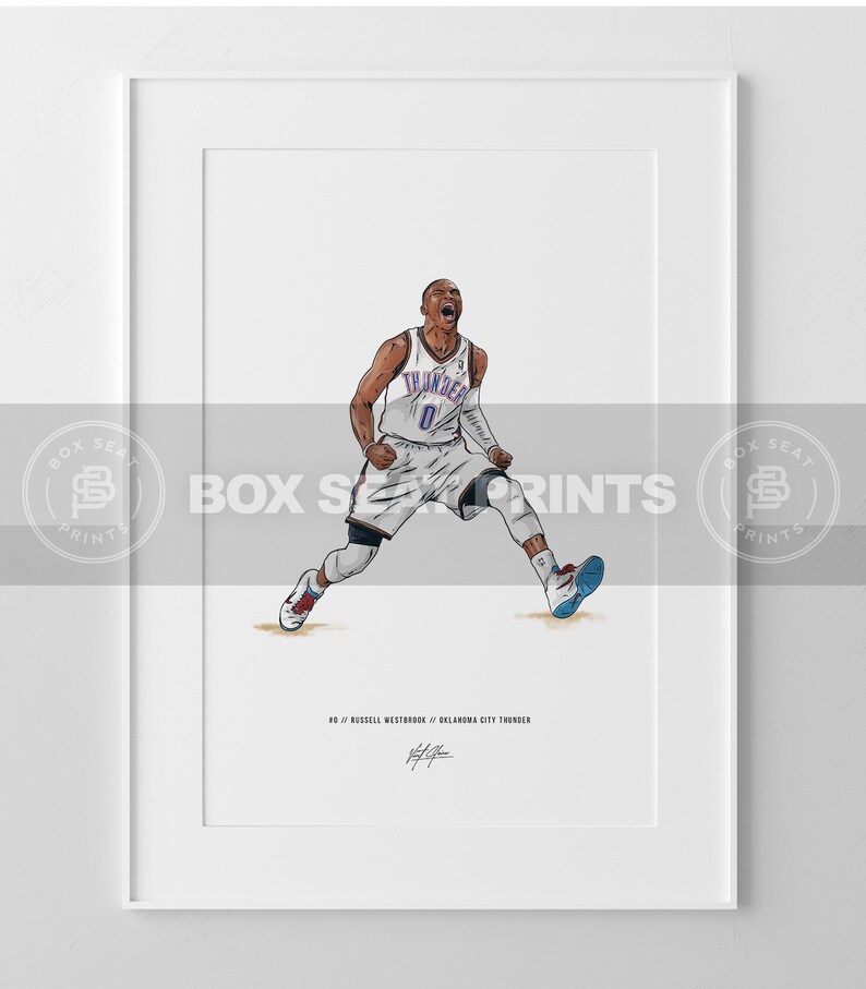 Russell Westbrook Oklahoma City Thunder Basketball Art Illustrated ...