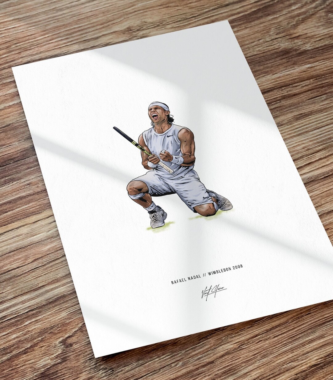 Rafael Nadal Tennis Art Drawing Print Poster, Rafael Nadal Wimbledon ...