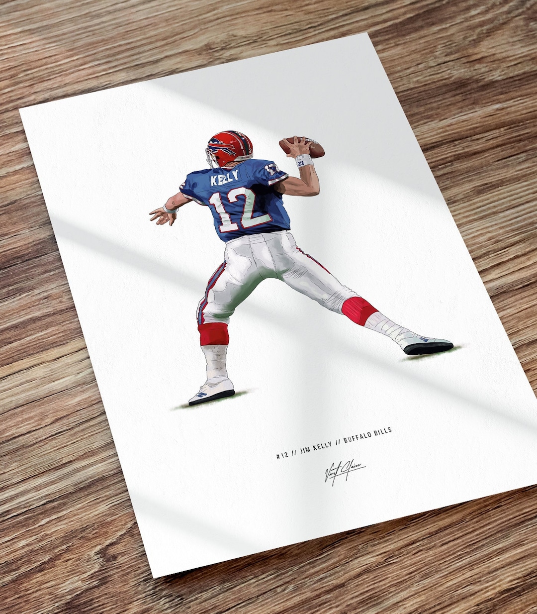 Jim Kelly Buffalo Bills Football Art Illustrated Poster, Jim Kelly ...
