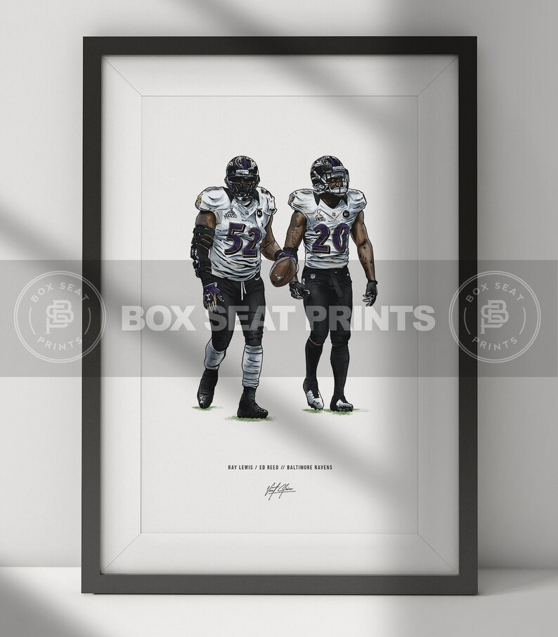 Ray Lewis Ed Reed Baltimore Ravens Art Illustrated Poster, Ray Lewis Ed ...