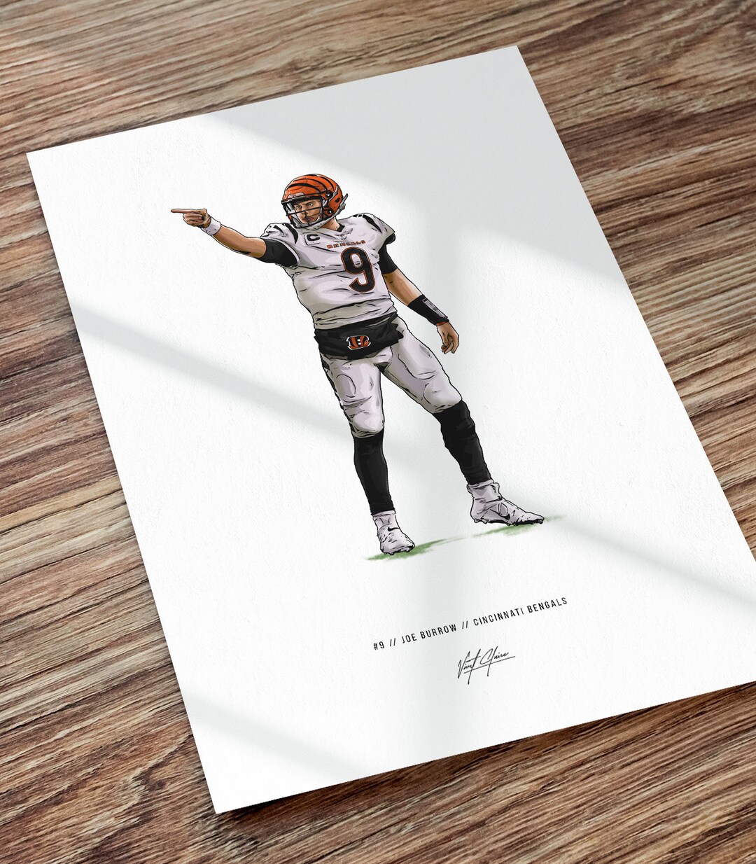 Joe Burrow Poster Cincinnati Bengals Football Art Illustrated Print ...