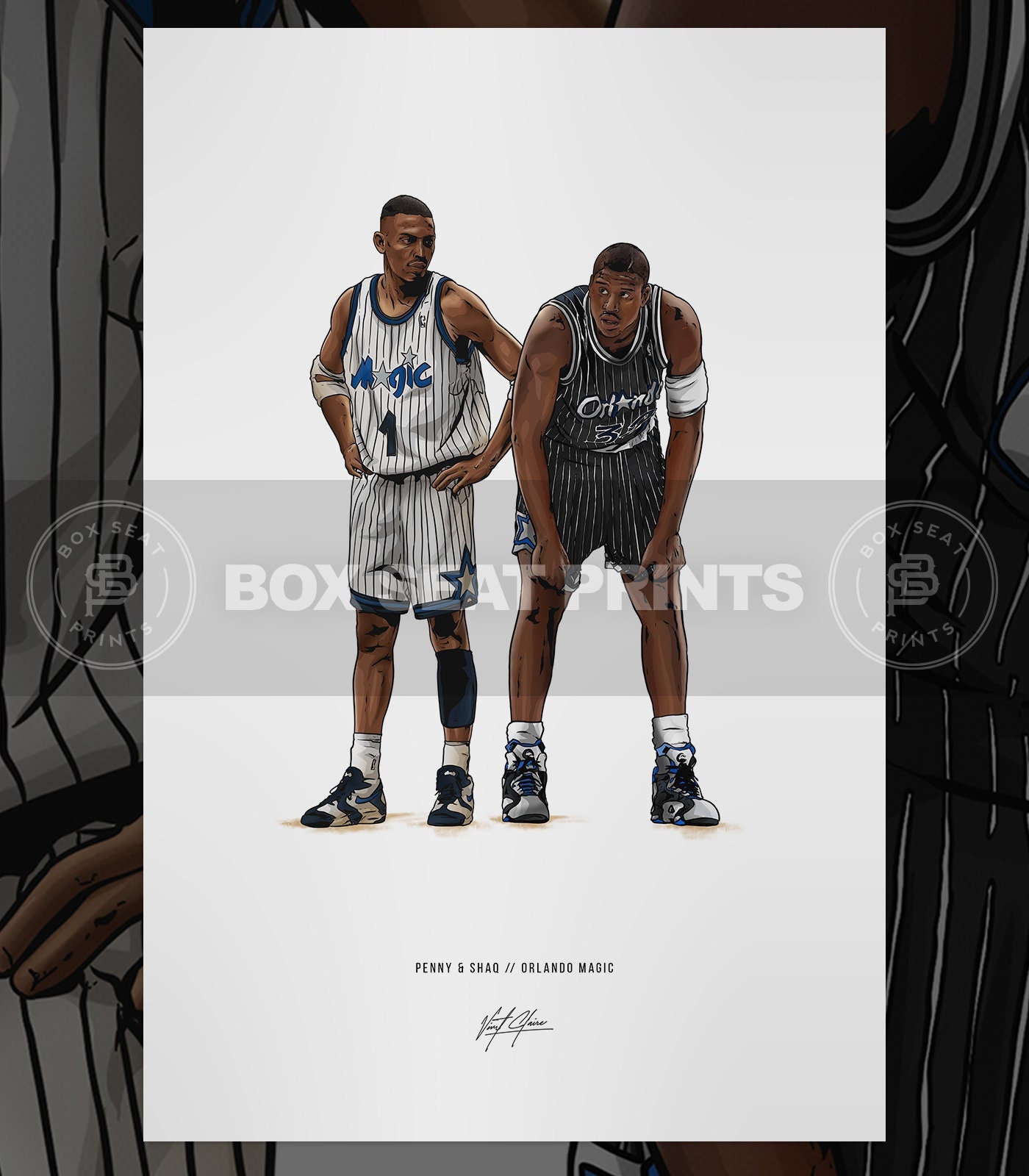 Penny Hardaway Shaquille O'neal Orlando Magic Basketball Art ...