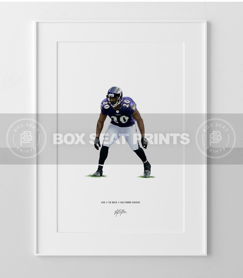 Ed Reed Baltimore Ravens Football Art Illustrated Poster, Ed Reed ...
