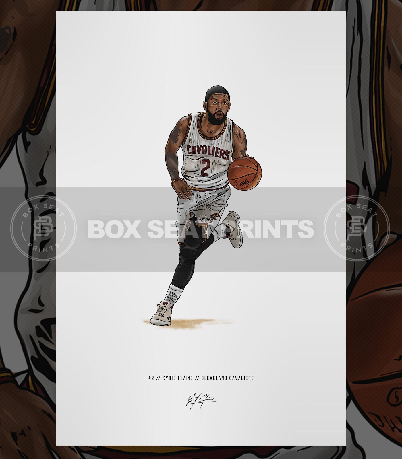 Kyrie Irving Cleveland Cavaliers Basketball Art Illustrated Print ...