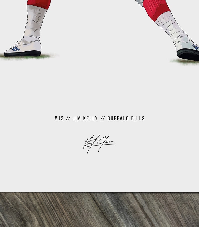 Jim Kelly Buffalo Bills Football Art Illustrated Poster, Jim Kelly ...