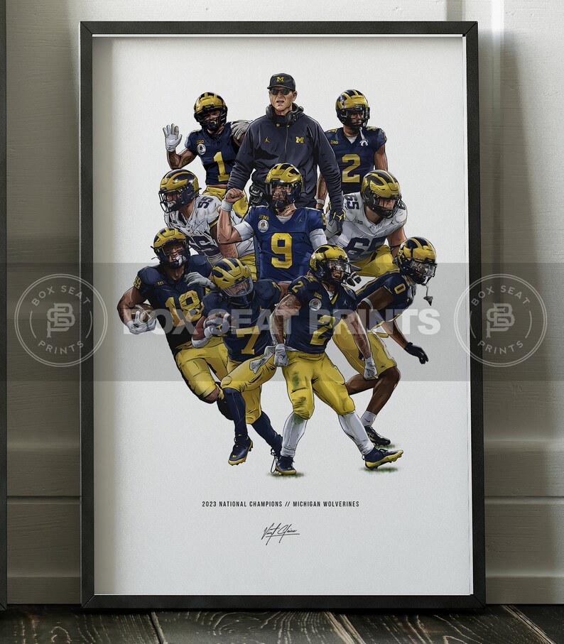 2023 National Champions Illustrated Art Print Poster, JJ Mccarthy Poster, Blake Corum Poster ...