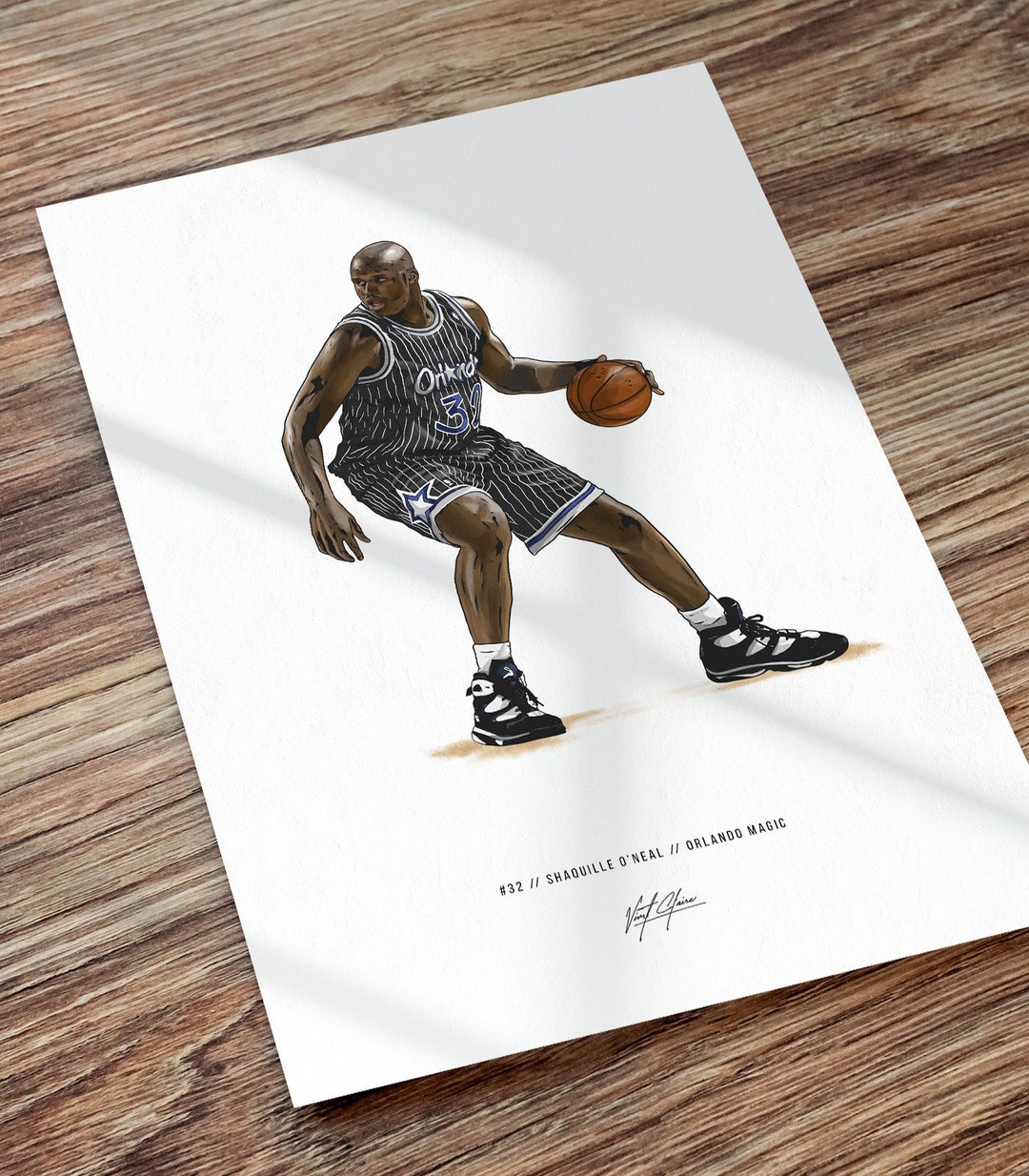 Shaquille O'neal Shaq Orlando Magic Basketball Art Illustrated Print ...
