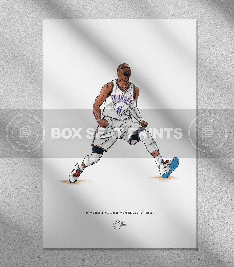 Russell Westbrook Oklahoma City Thunder Basketball Art Illustrated ...
