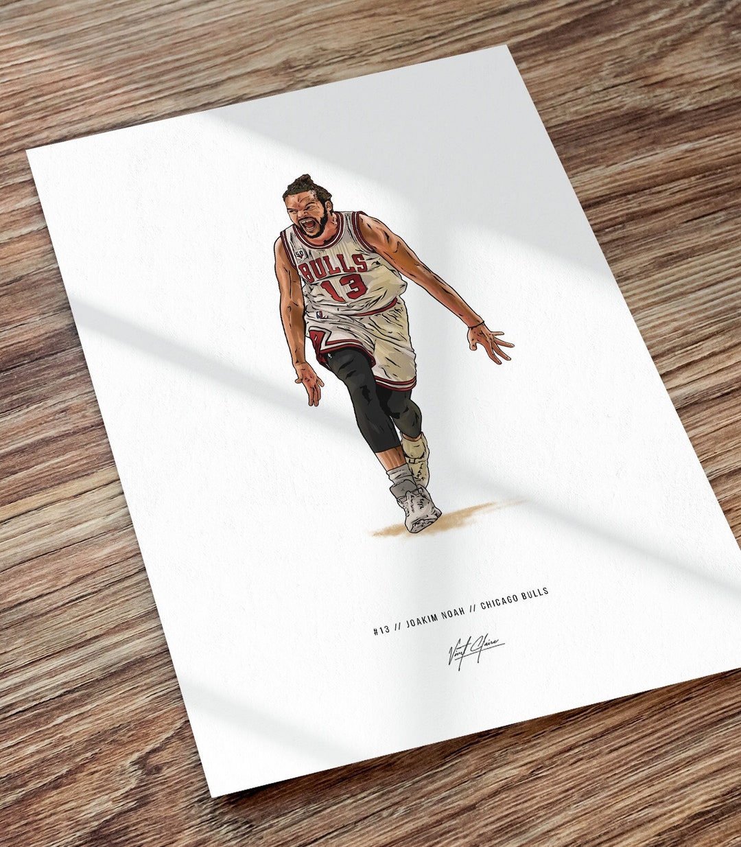 Joakim Noah Chicago Bulls Basketball Art Illustrated Print Poster ...