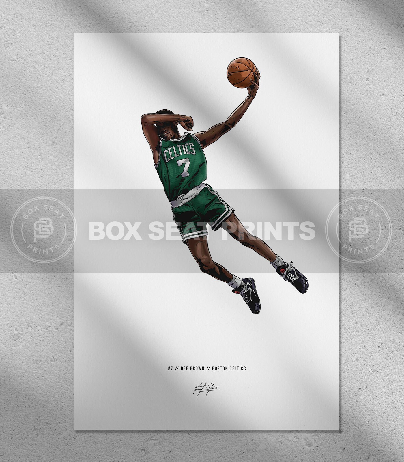 Dee Brown Dunk Poster Boston Celtics Basketball Art Illustrated Print ...
