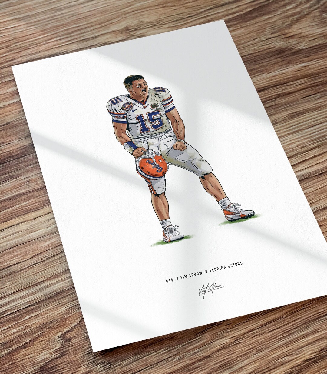 Tim Tebow Poster Celebrating Art Illustrated Print - Etsy