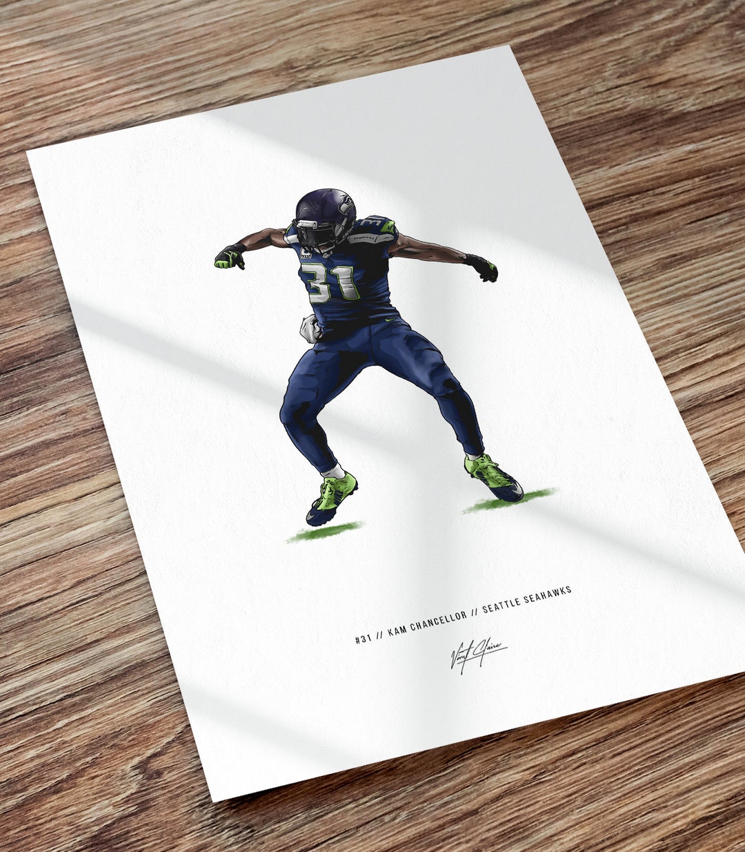 Kam Chancellor Seattle Seahawks Art Drawing Print Poster, Kam ...