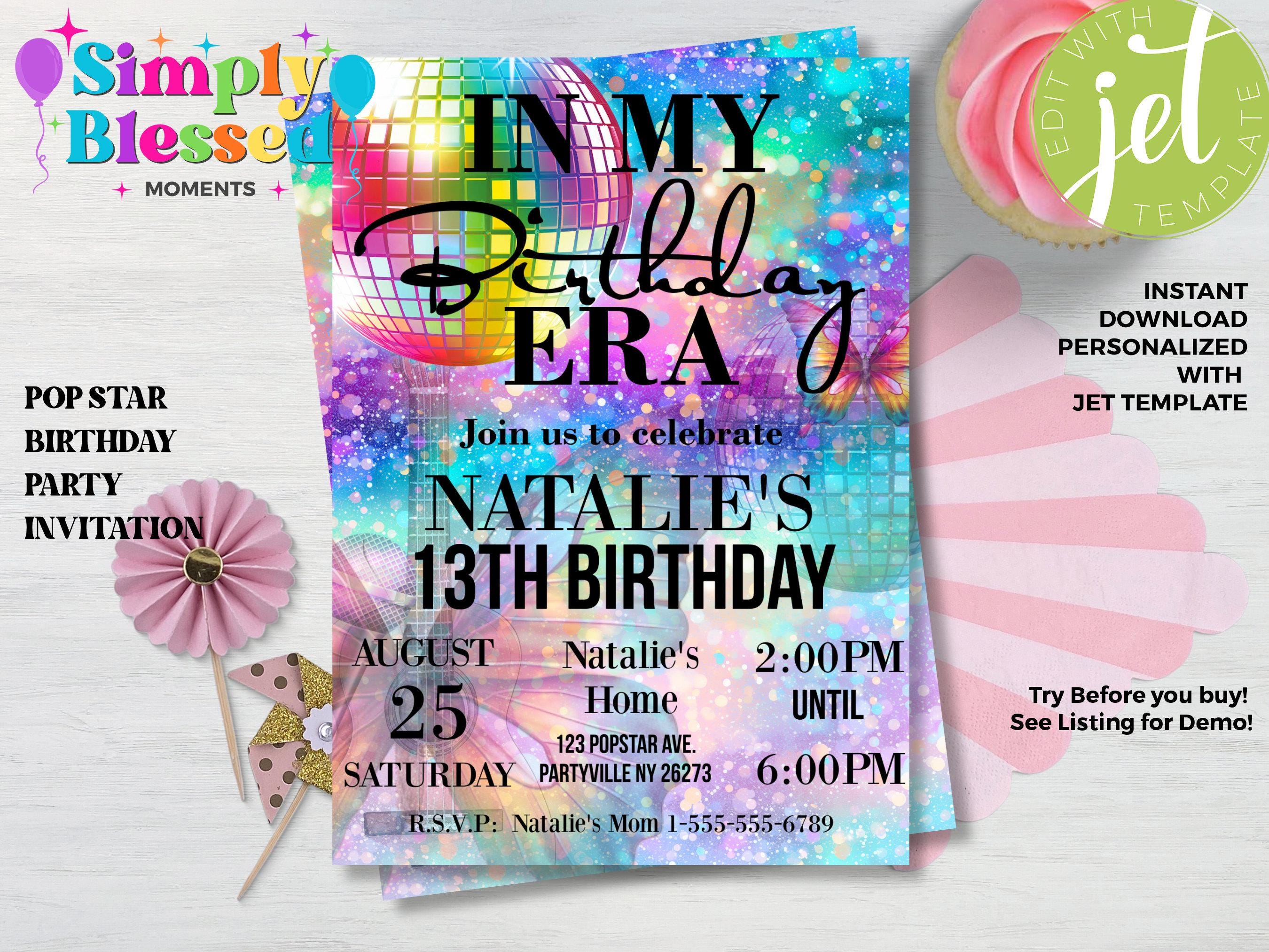 Birthday Era Pop Star Party Invitation: Editable Printable (instant ...