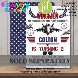 Fighter Jet Birthday Party Food Dessert Table Set Party Signs and ...
