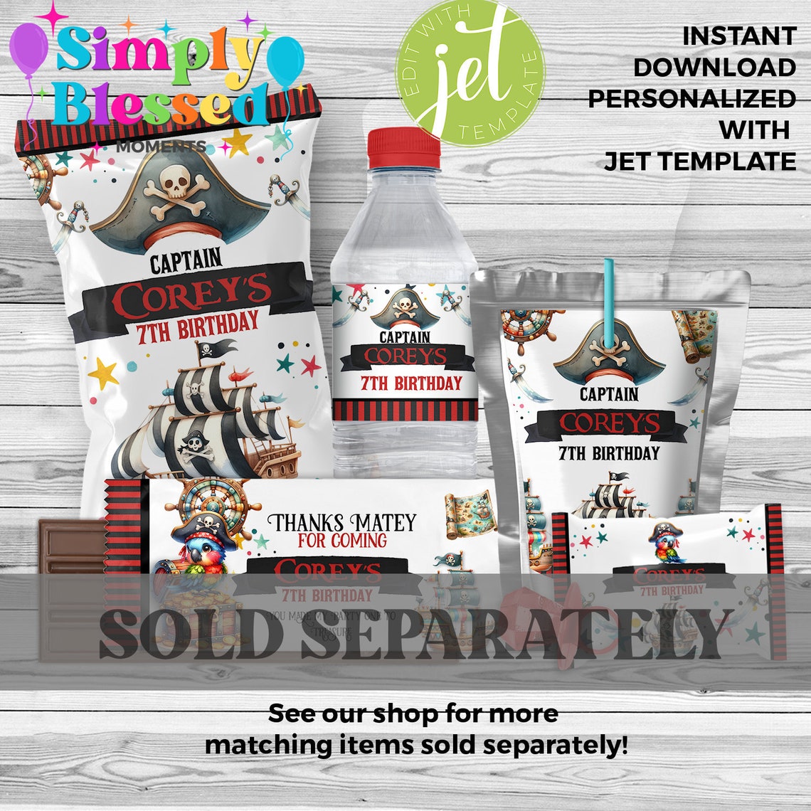 Ahoy Matey! Pirate Birthday Party Invitation Editable Printable Instant ...