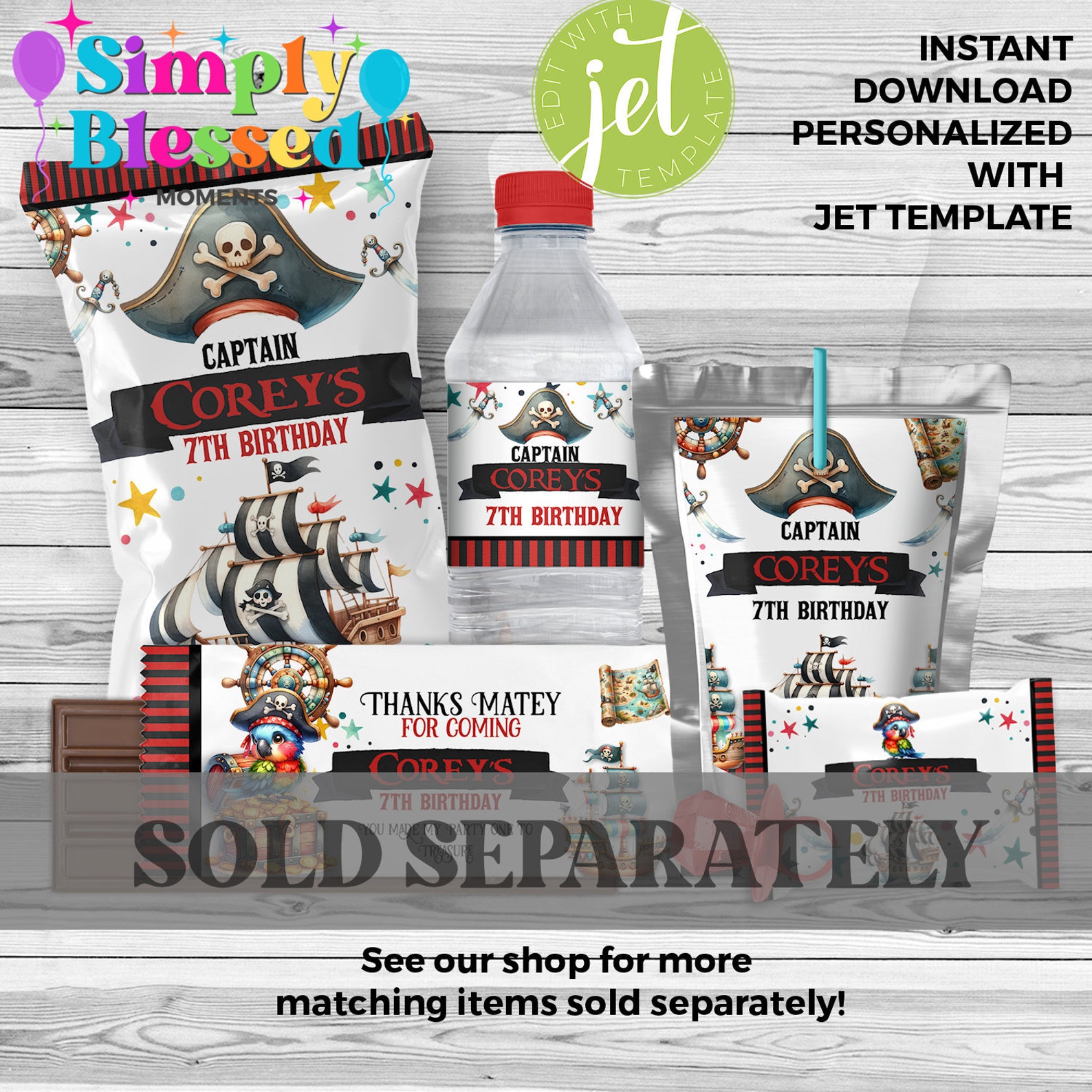 Ahoy Matey! Pirate Birthday Party Invitation Editable Printable Instant ...