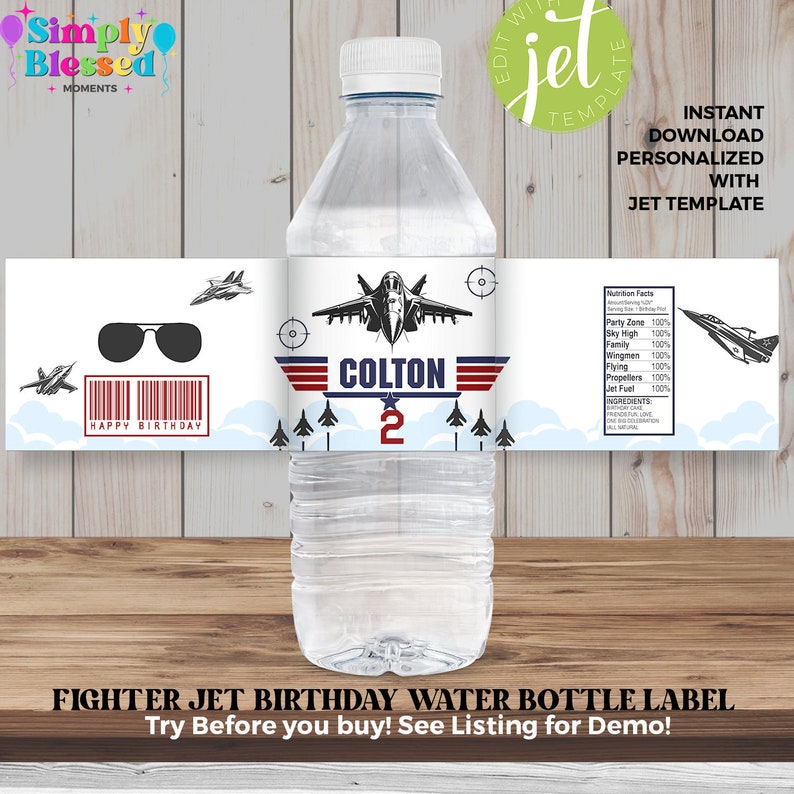 Fighter Jet Birthday Party Bundle: Editable Printable (instant Download ...