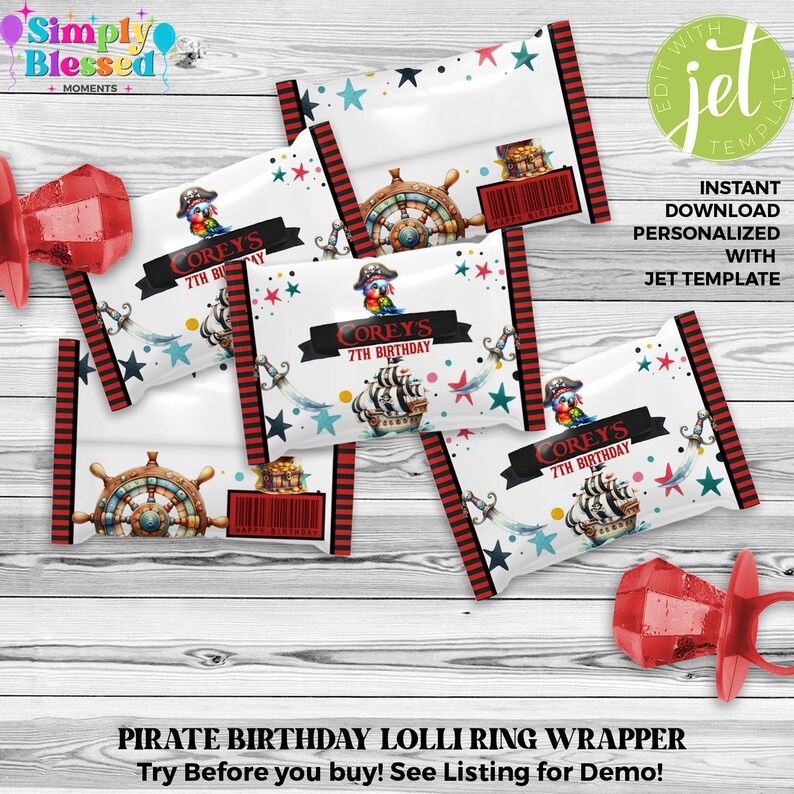 Pirate Birthday Party Bundle: Editable Chip Bag, Juice Pouch (digital ...