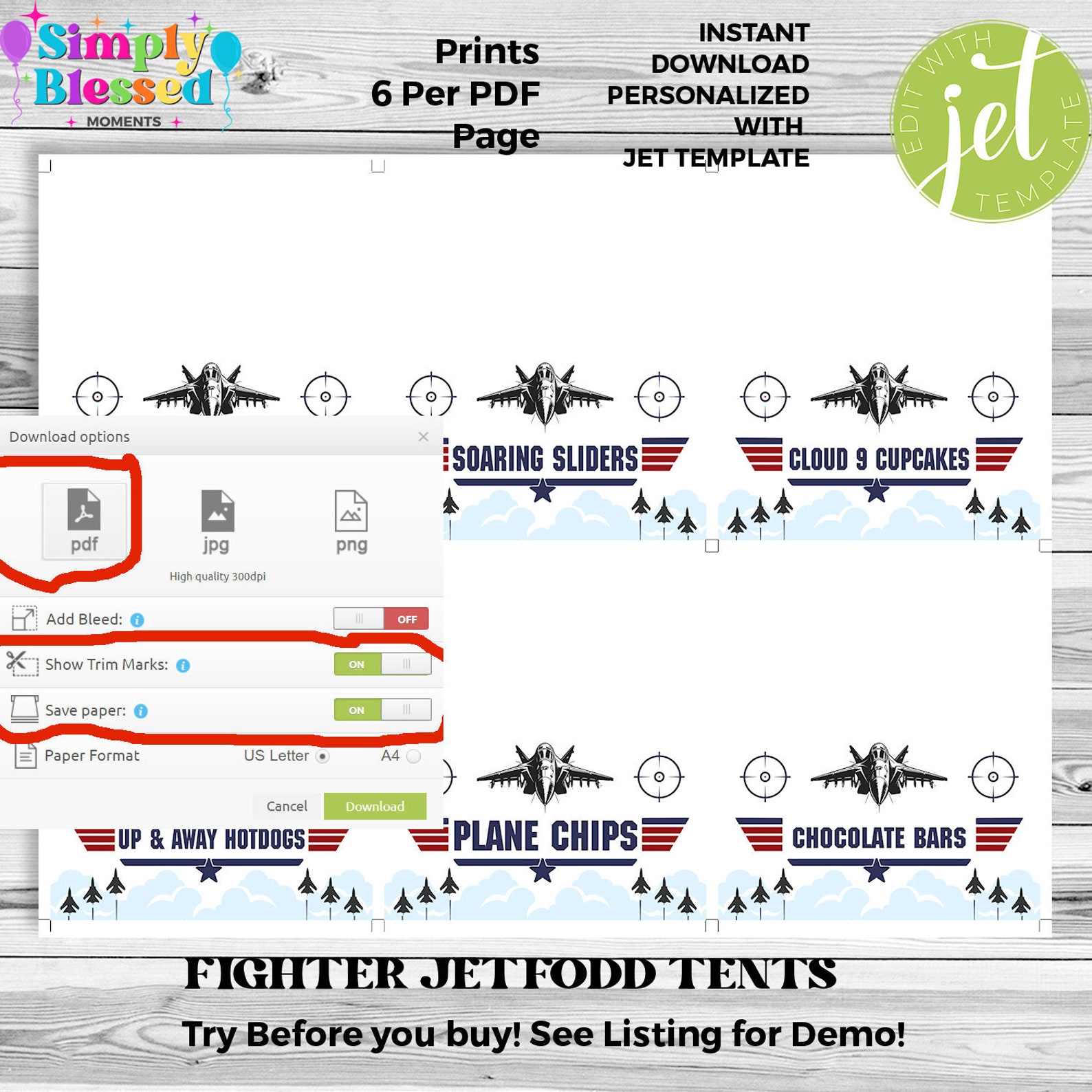Fighter Jet Birthday Party Food Dessert Table Set Party Signs and ...