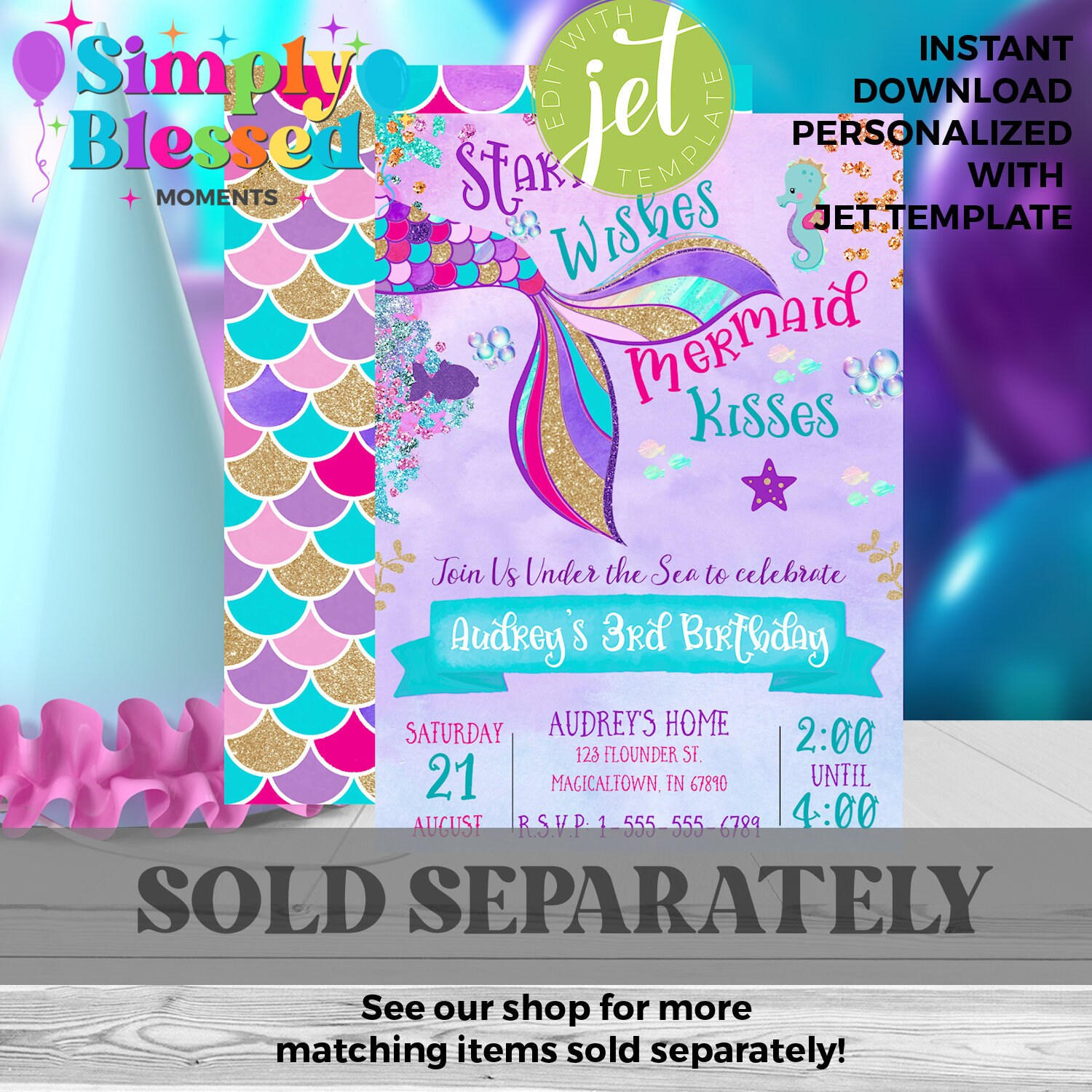 Mermaid Birthday Party Bundle Chip Bag Wrapper, Water Bottle Label ...