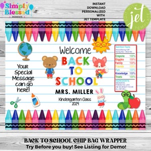 Welcome Back to School Chip Bag Wrapper Printable Editable Instant ...