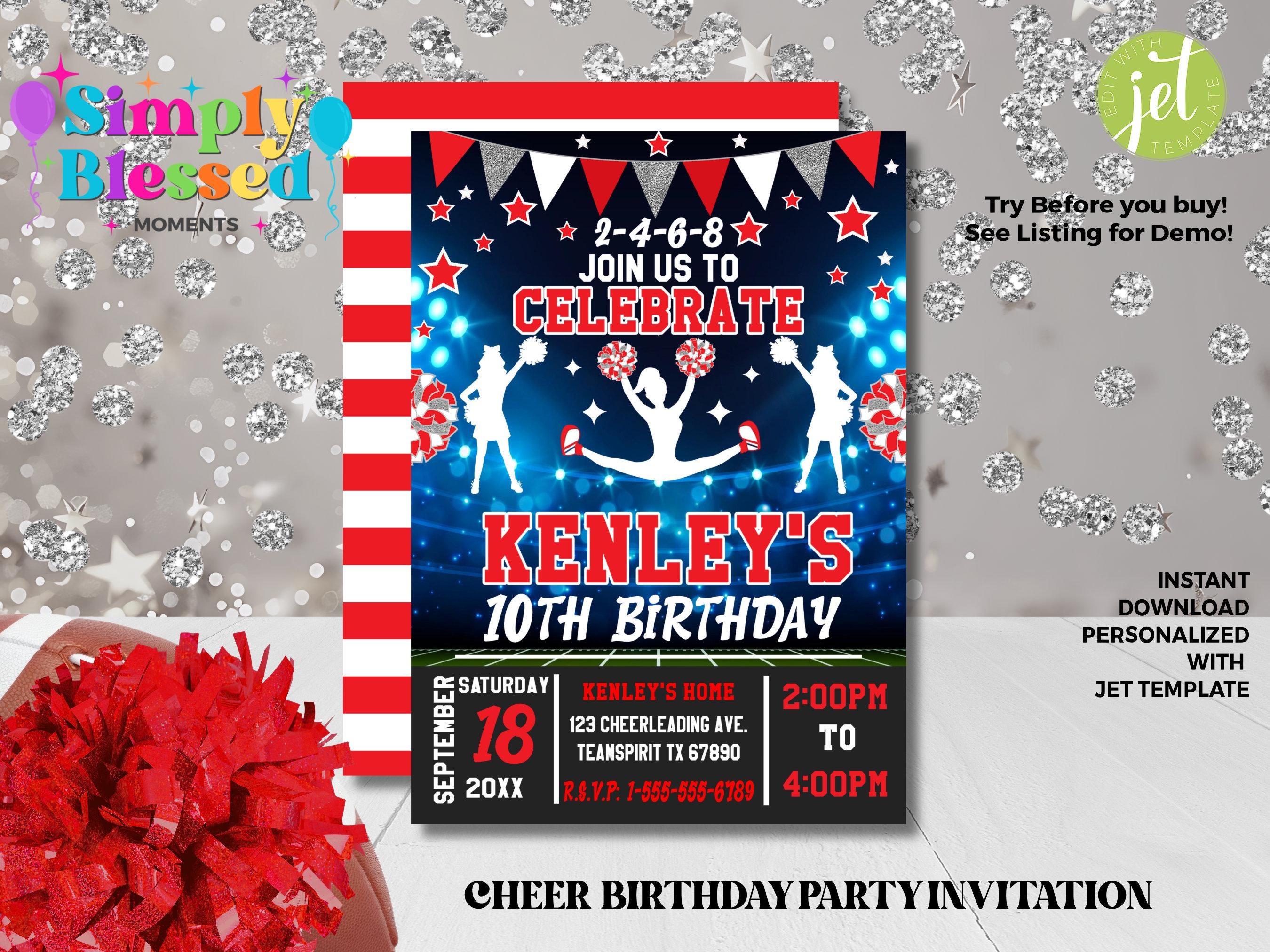 Cheerleading Birthday Party Invitation Printable Editable Instant ...