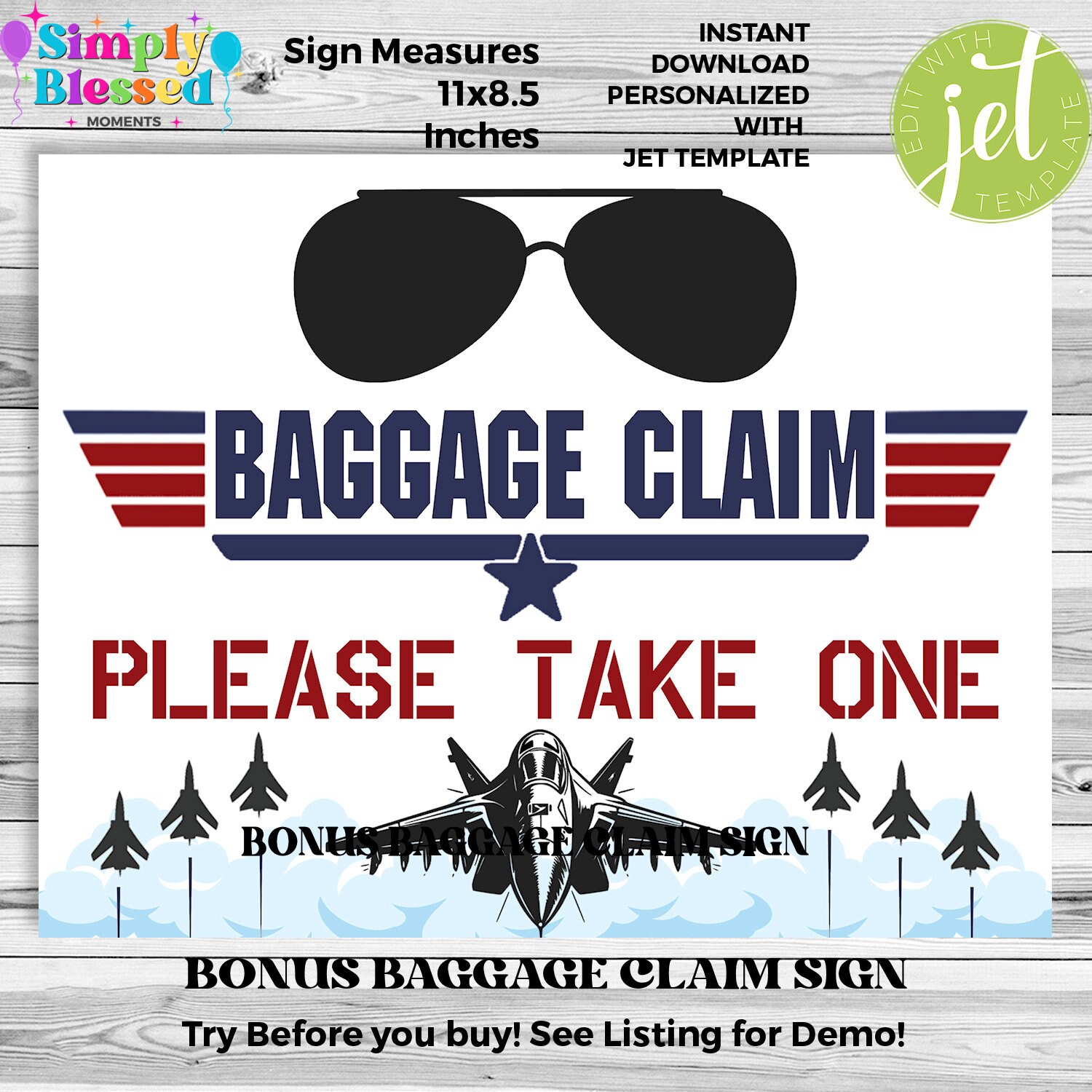 Fighter Jet Birthday Party Food Dessert Table Set Party Signs and ...