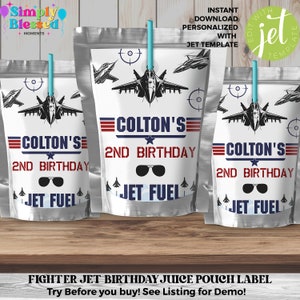 Fighter Jet Birthday Party Bundle: Editable Printable (instant Download ...