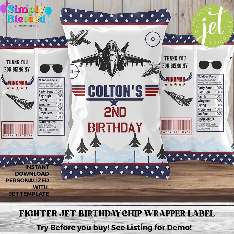 Fighter Jet Birthday Party Bundle: Editable Printable (instant Download ...