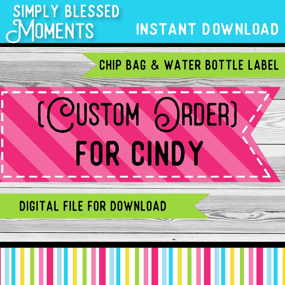 Custom Order for Cindy Dinosaur Chip Bag and Water Bottle Label - Etsy