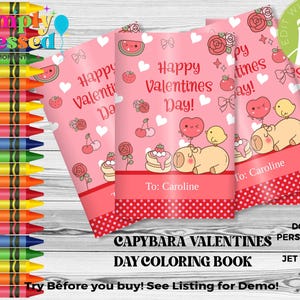 Capybara Valentines Day Coloring Book Classroom Kids Valentines ...