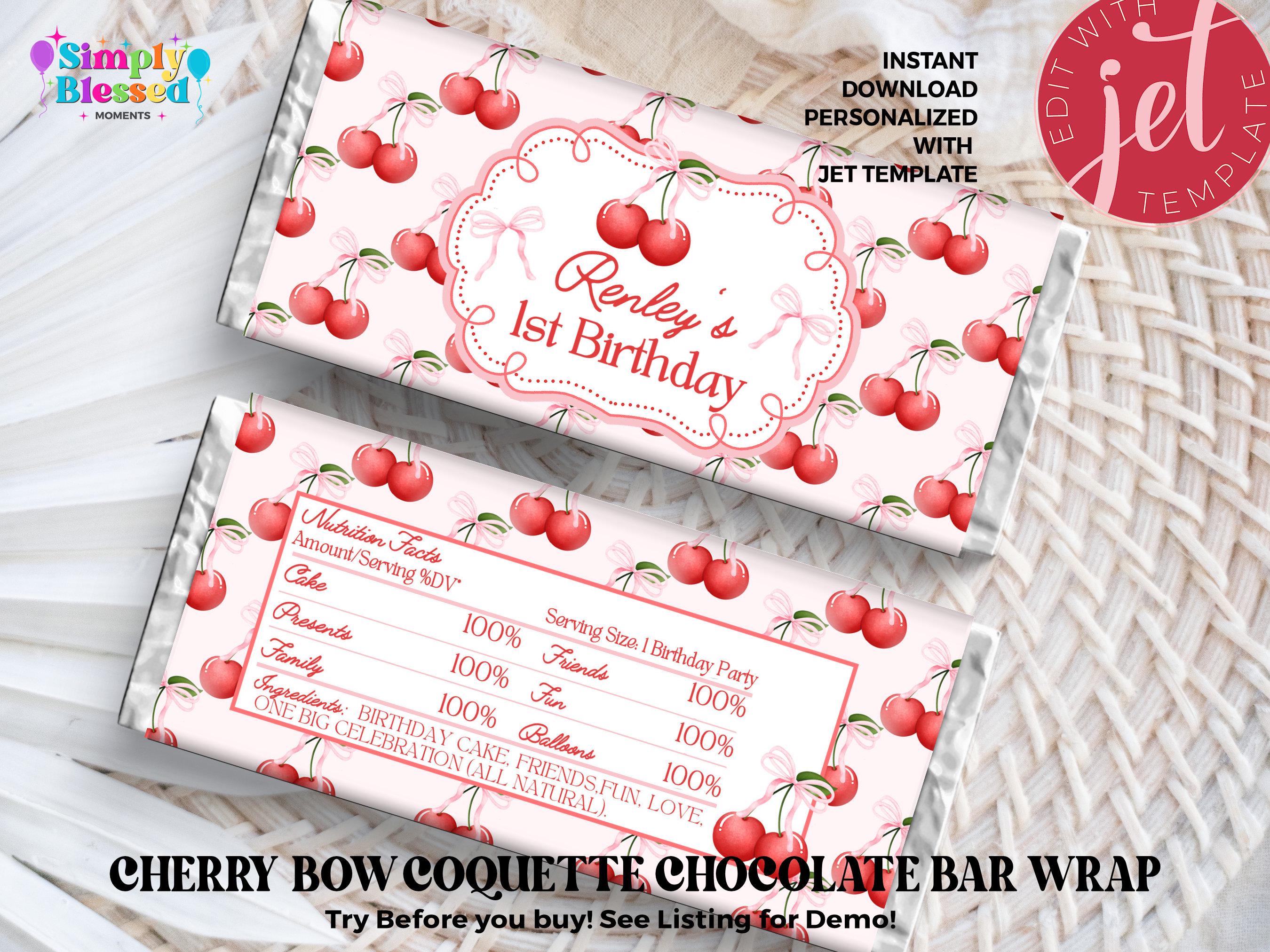 Cherry Bow Birthday Party Bundle: Printable Wrappers (digital Download ...