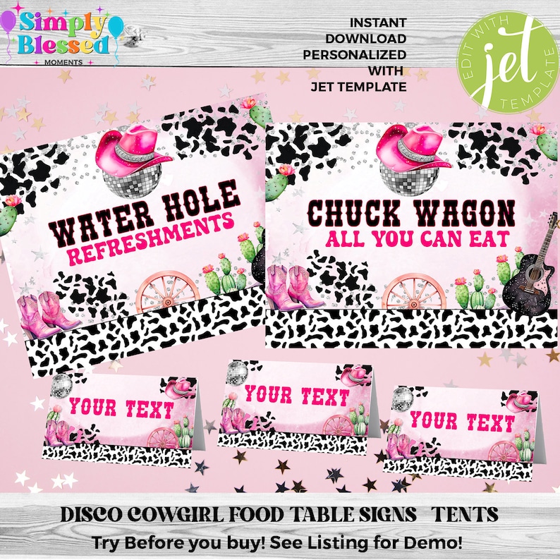 Disco Space Cowgirl Food Dessert Table Tents With Bonus Signs Printable ...