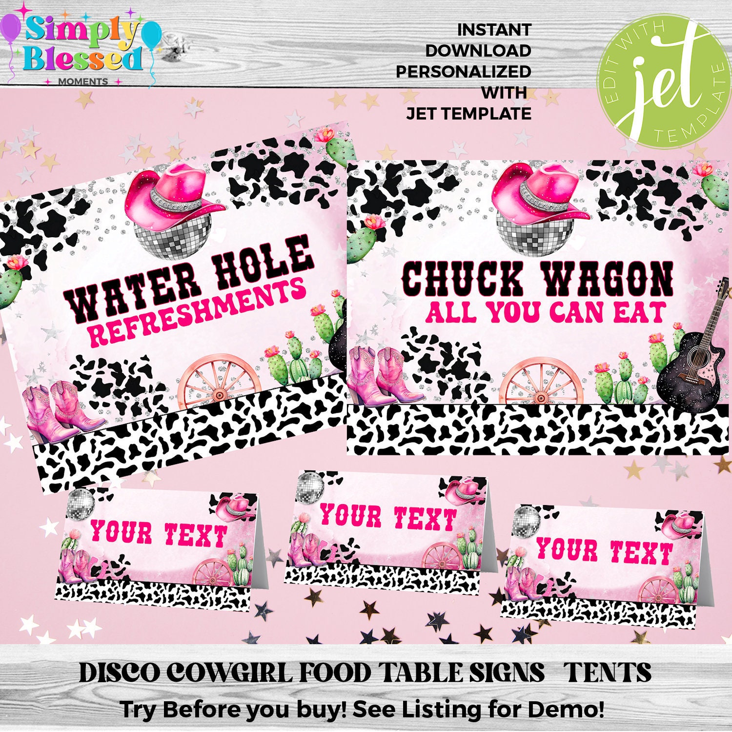 Disco Space Cowgirl Food Dessert Table Tents With Bonus Signs Printable ...